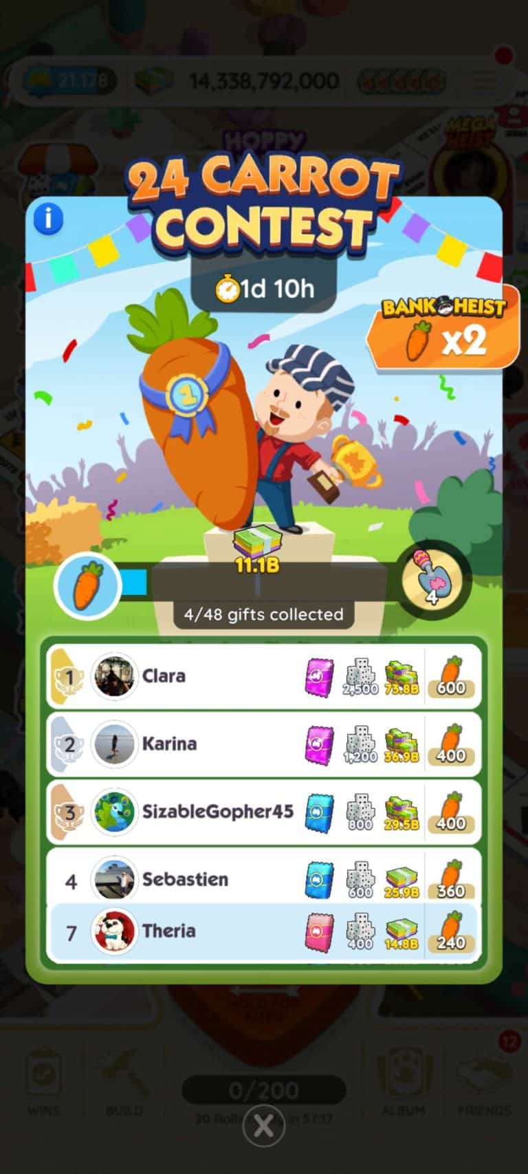 Monopoly Go 24 Carrot Contest (April 18) - Theria Games
