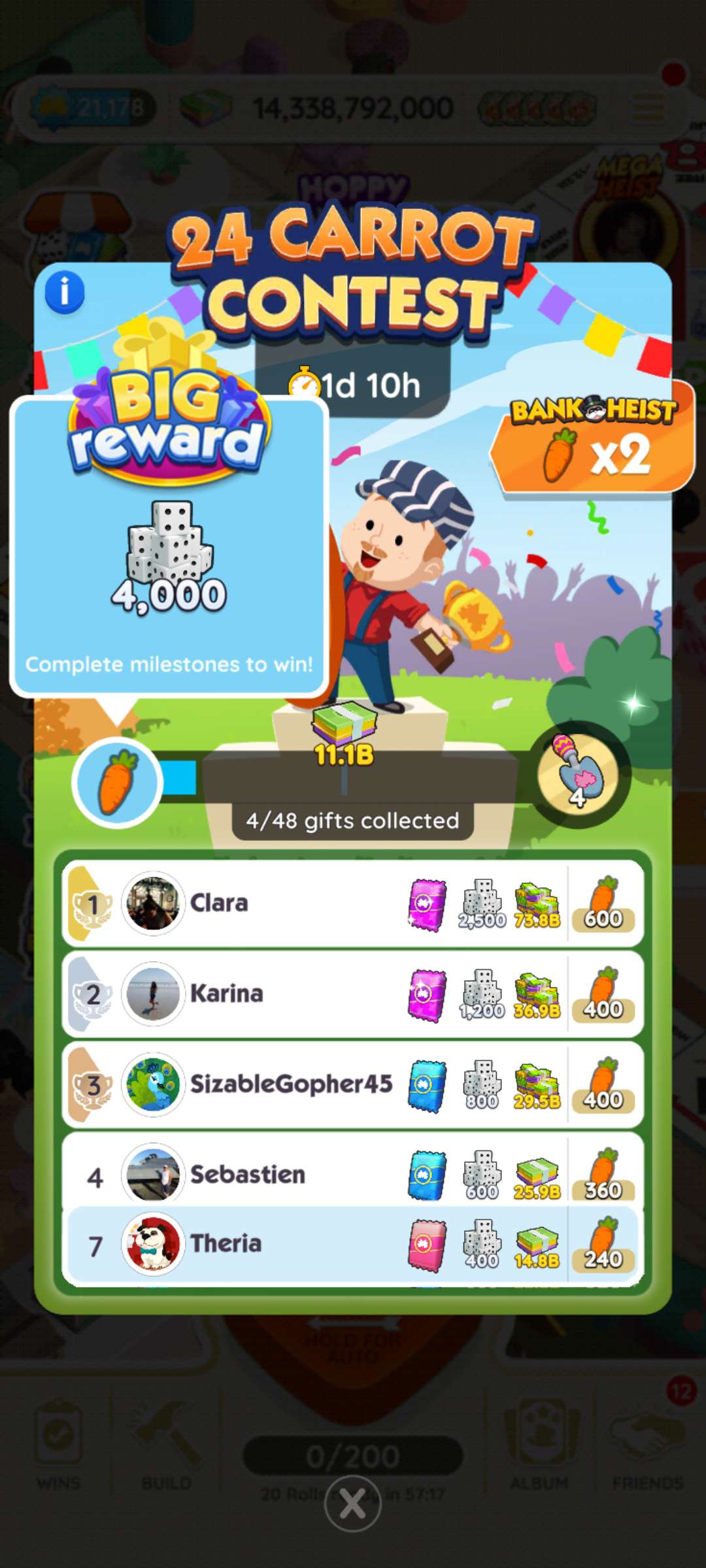 Monopoly Go 24 Carrot Contest (April 18) - Theria Games
